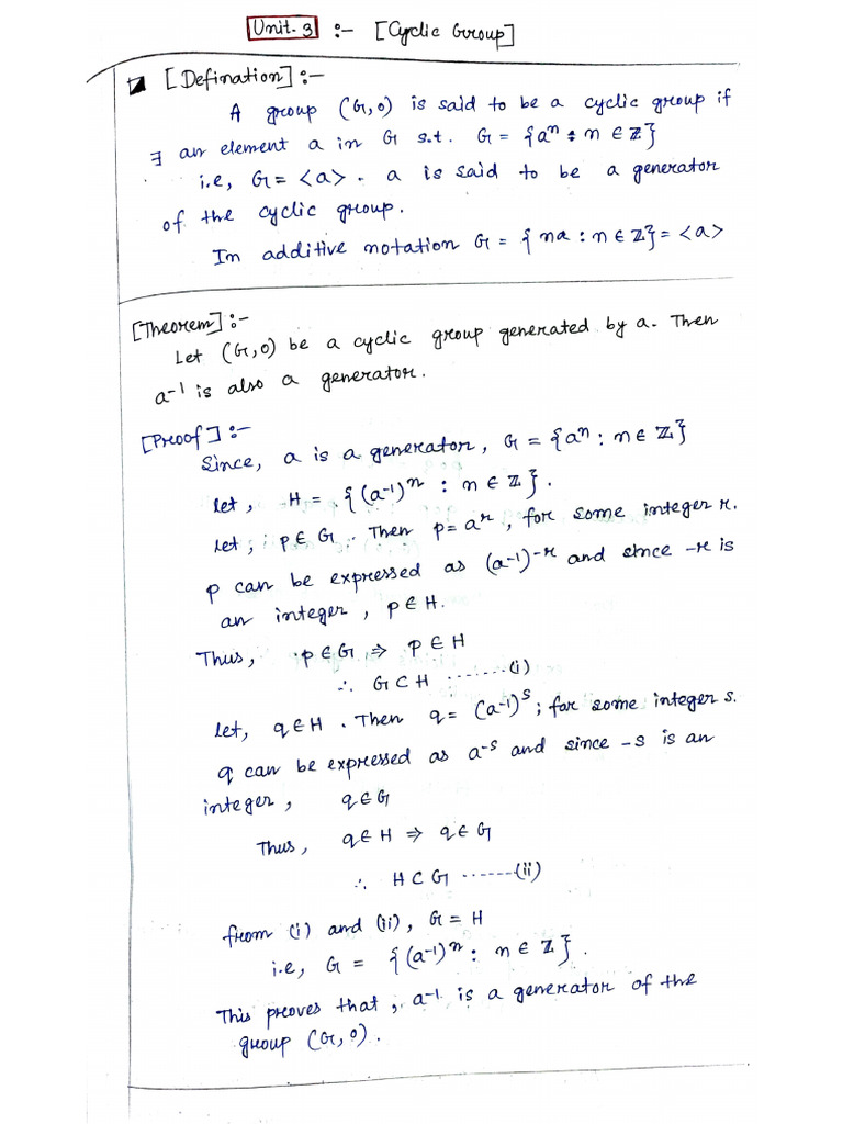 Cyclic Group (grp-unit3) | PDF | Group Theory