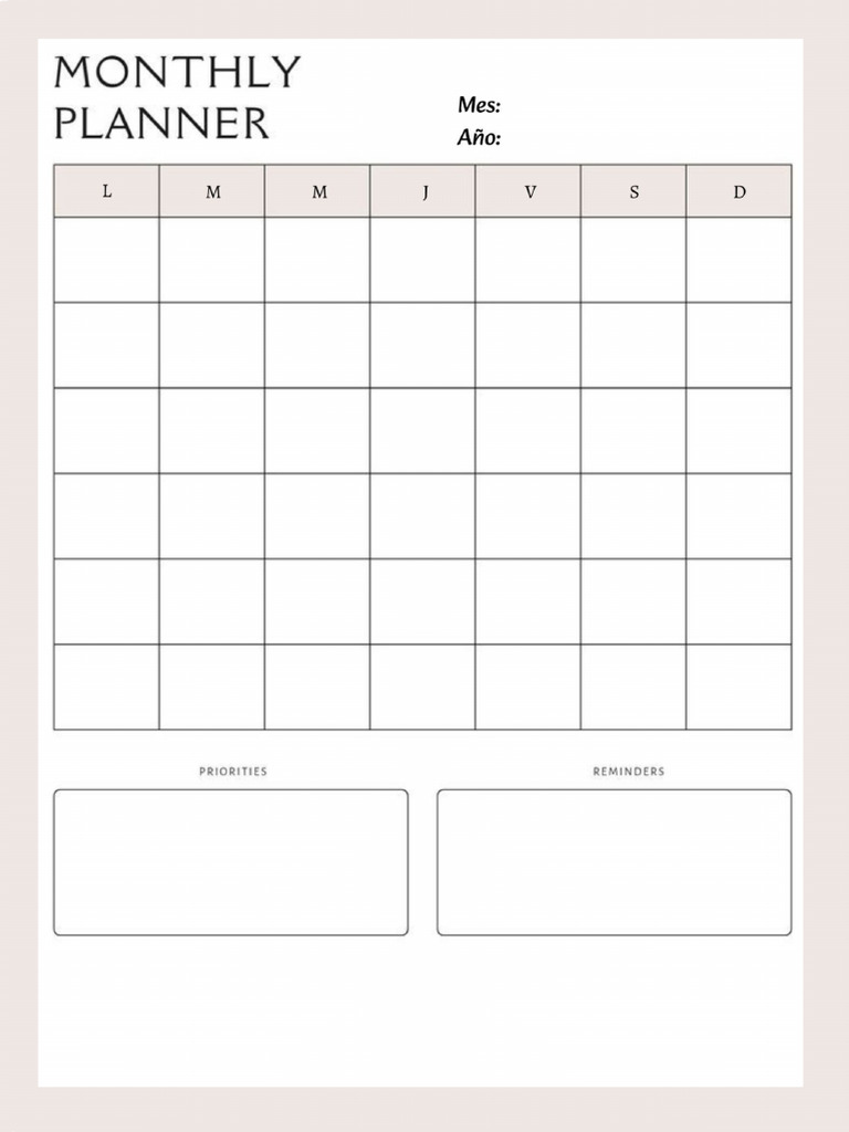 Planner Mensual | PDF