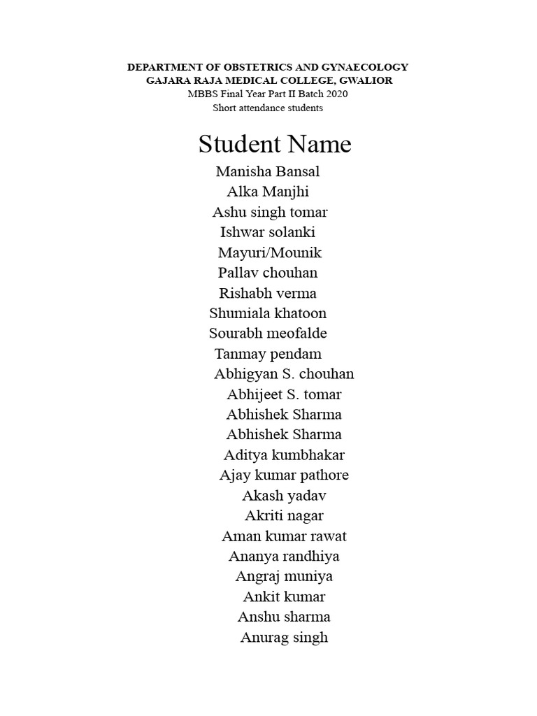 Short Attendance Students | PDF
