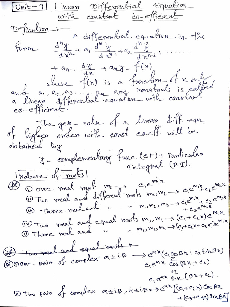 Linear Differential Equations With Constant Coefficient | PDF Linear Differential Equations With Constant Coefficient | PDF
