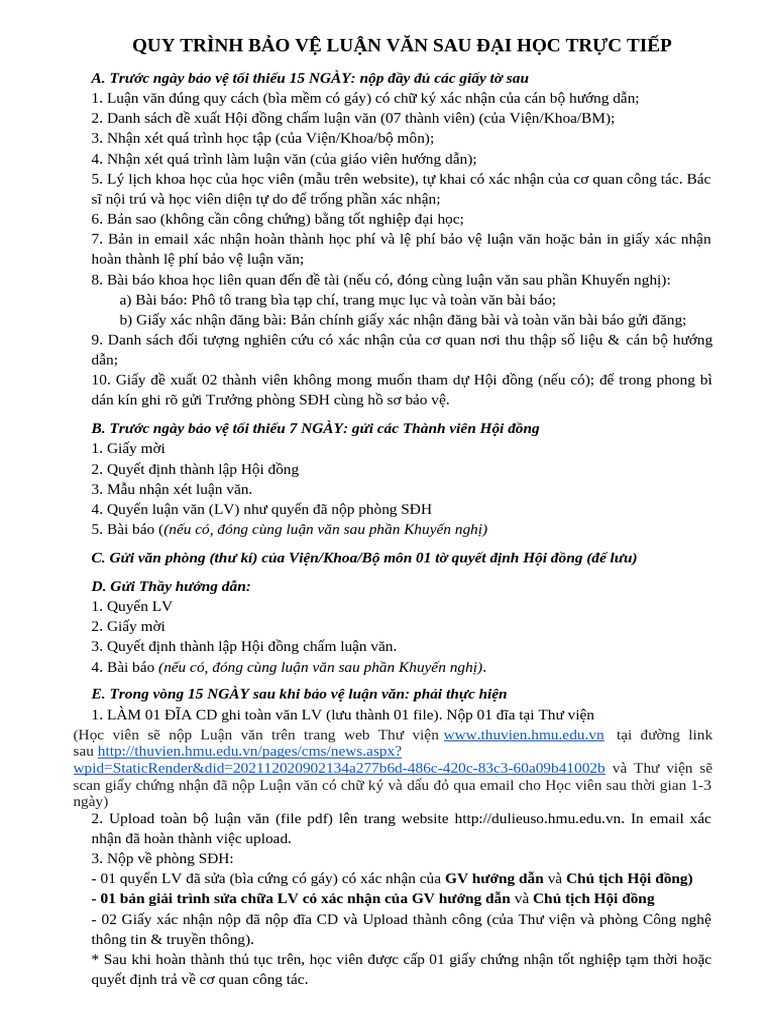 0 - Quy Trinh Bao Ve Luan Van Truc Tiep - 2023 | PDF