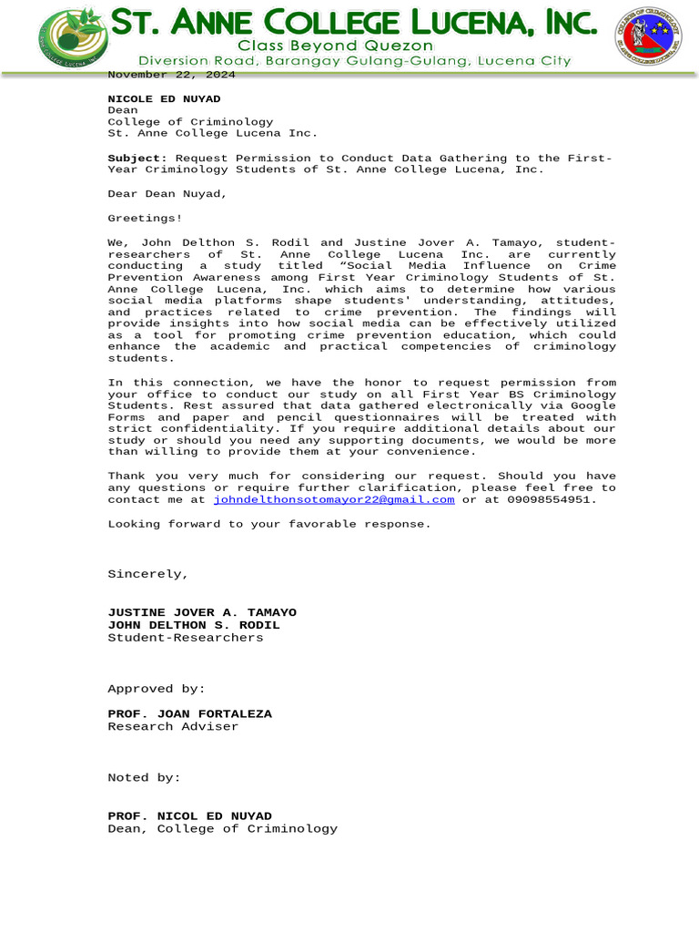 Request Letter For Thesis | PDF