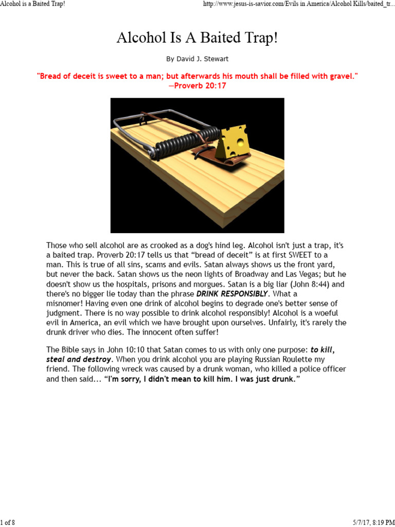 Alcohol Is A Baited Trap | PDF | Alcoholic Beverages | Driving Under ...