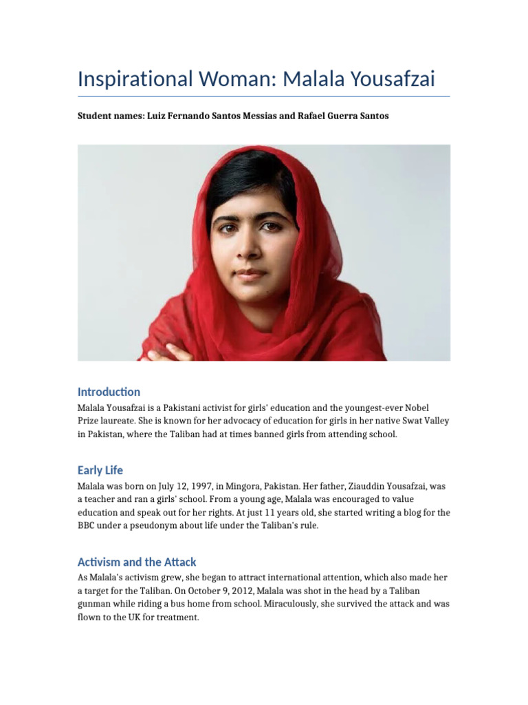 Malala Yousafzai Inspirational Woman | PDF