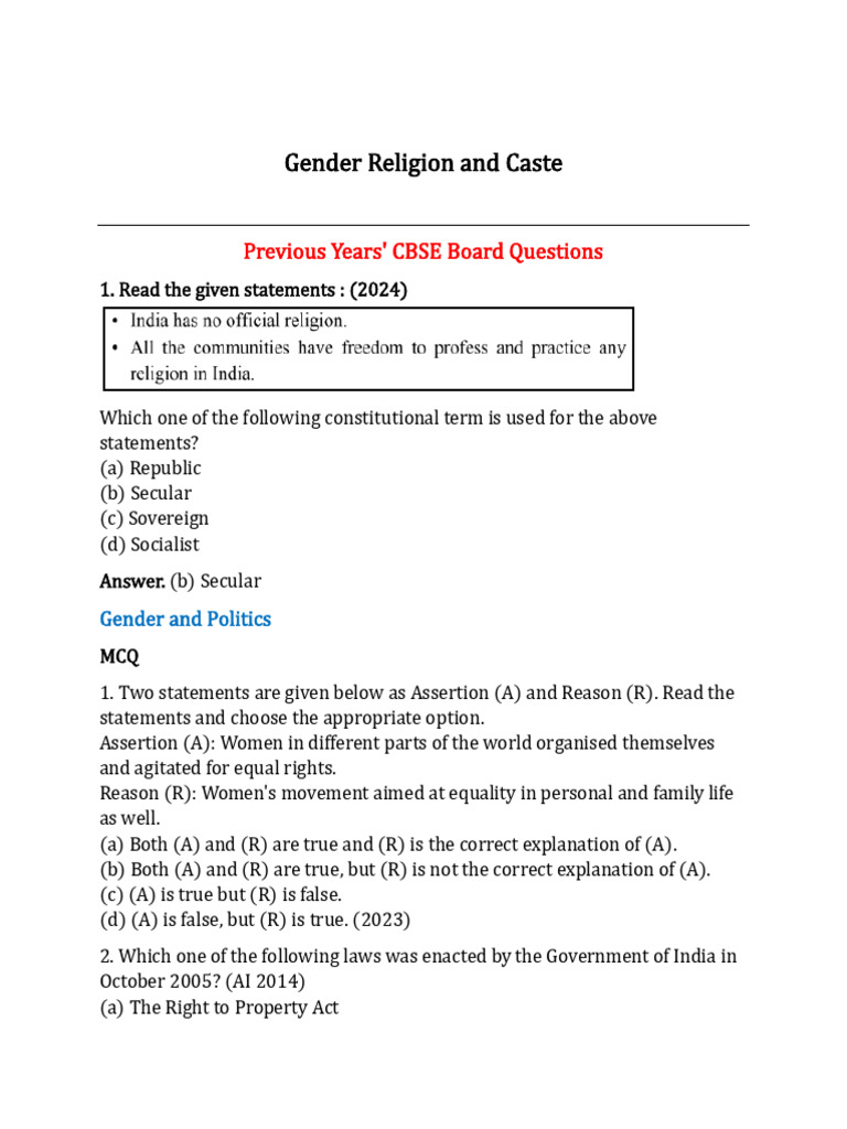 Gender, Religion, and Caste in India | PDF | Woman | Caste