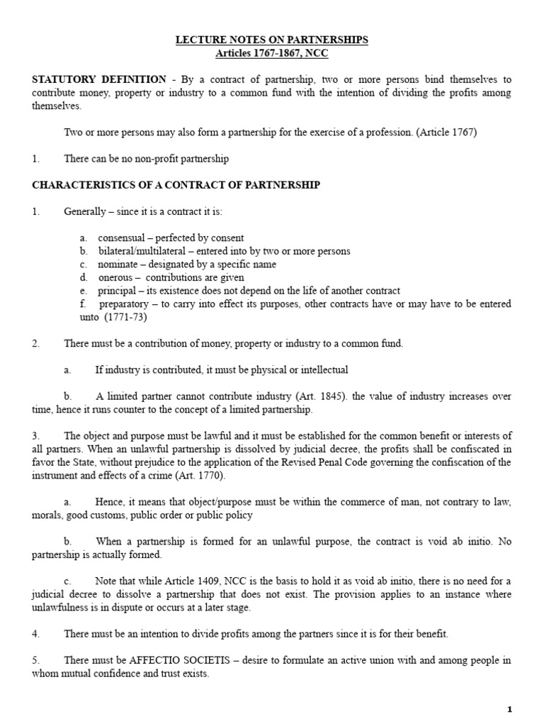 PAT Lecture Notes Rondez | PDF | Partnership | Assignment (Law)