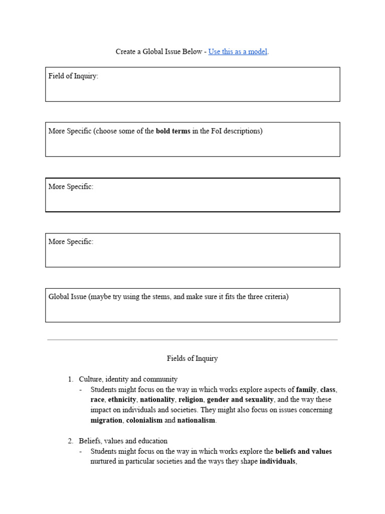 Create A Global Issue | PDF