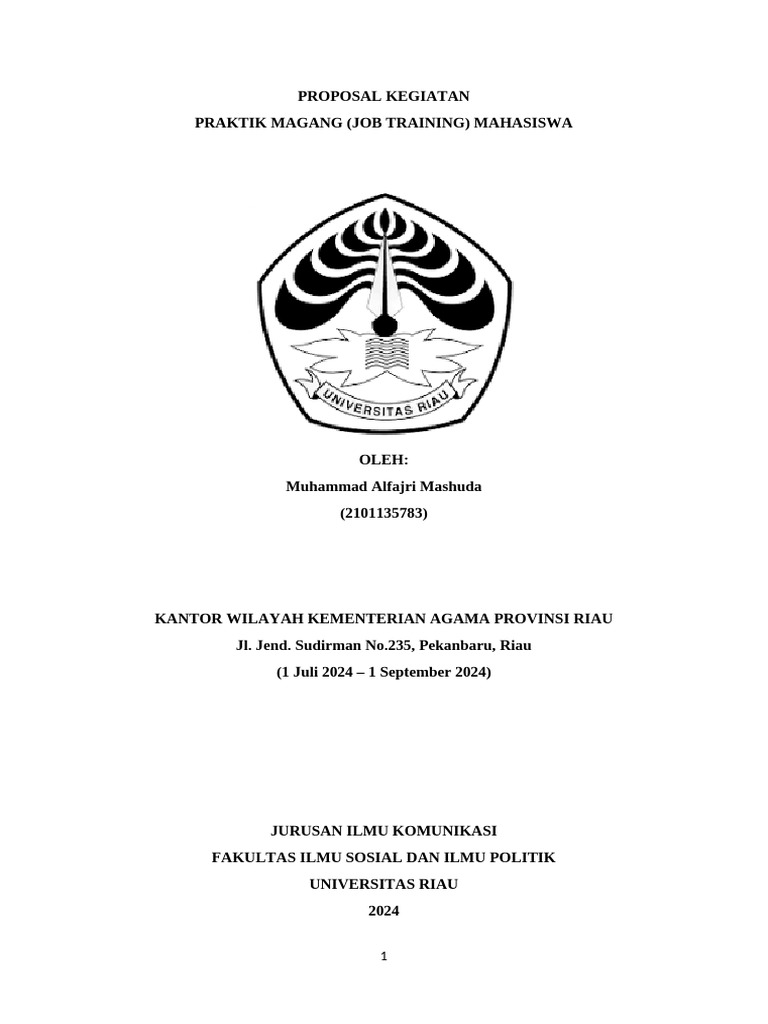 PROPOSAL MAGANG_Muhammad Alfajri Mashuda 2101135783_090414(1) | PDF