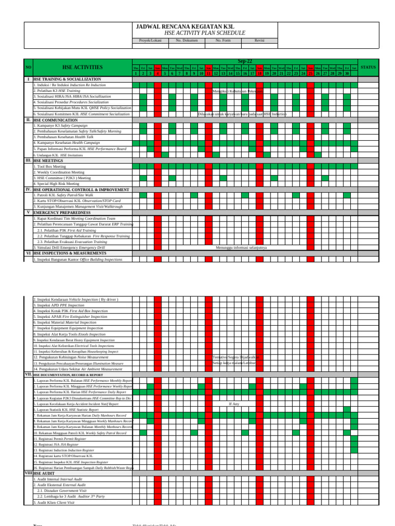 B1. HSE Activity Plan Schedule Tahun 2024 | PDF | Risk Management ...