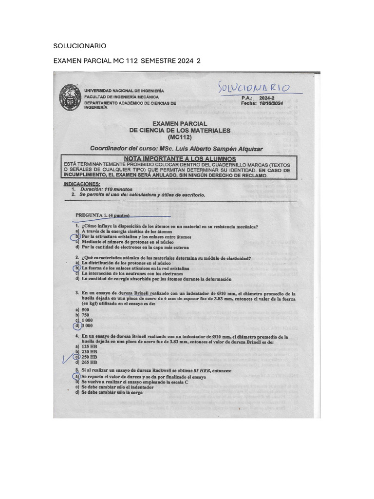 Solucionario Ex Parcial MC112 | PDF