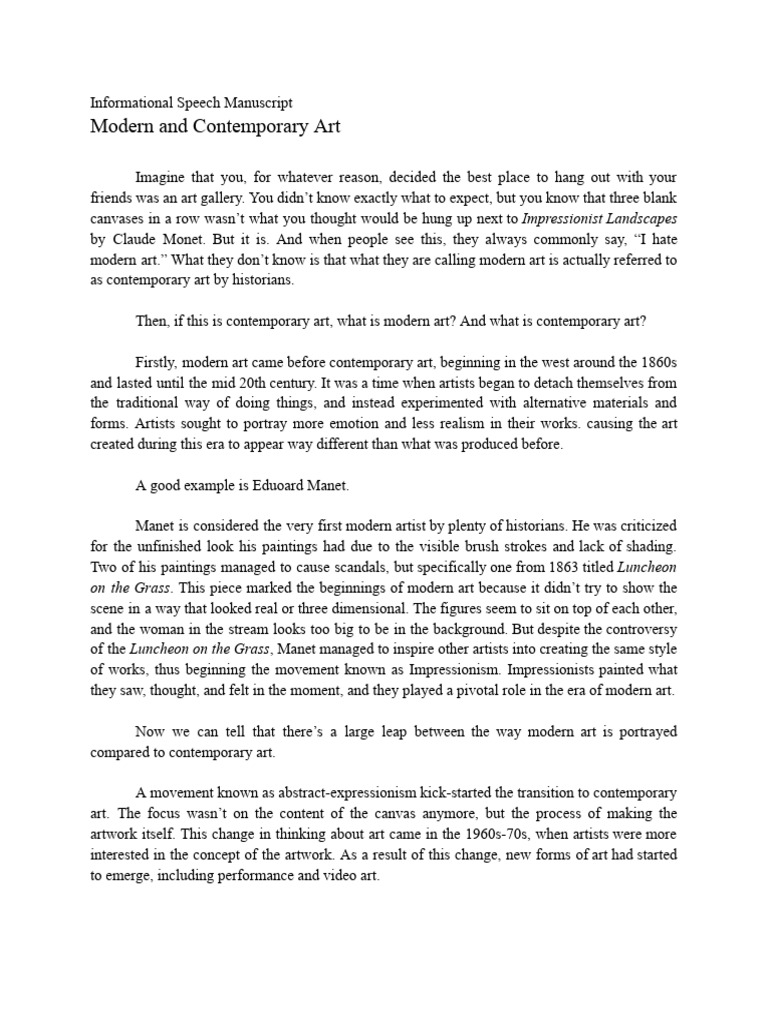 speech manuscript | PDF | Édouard Manet | Impressionism