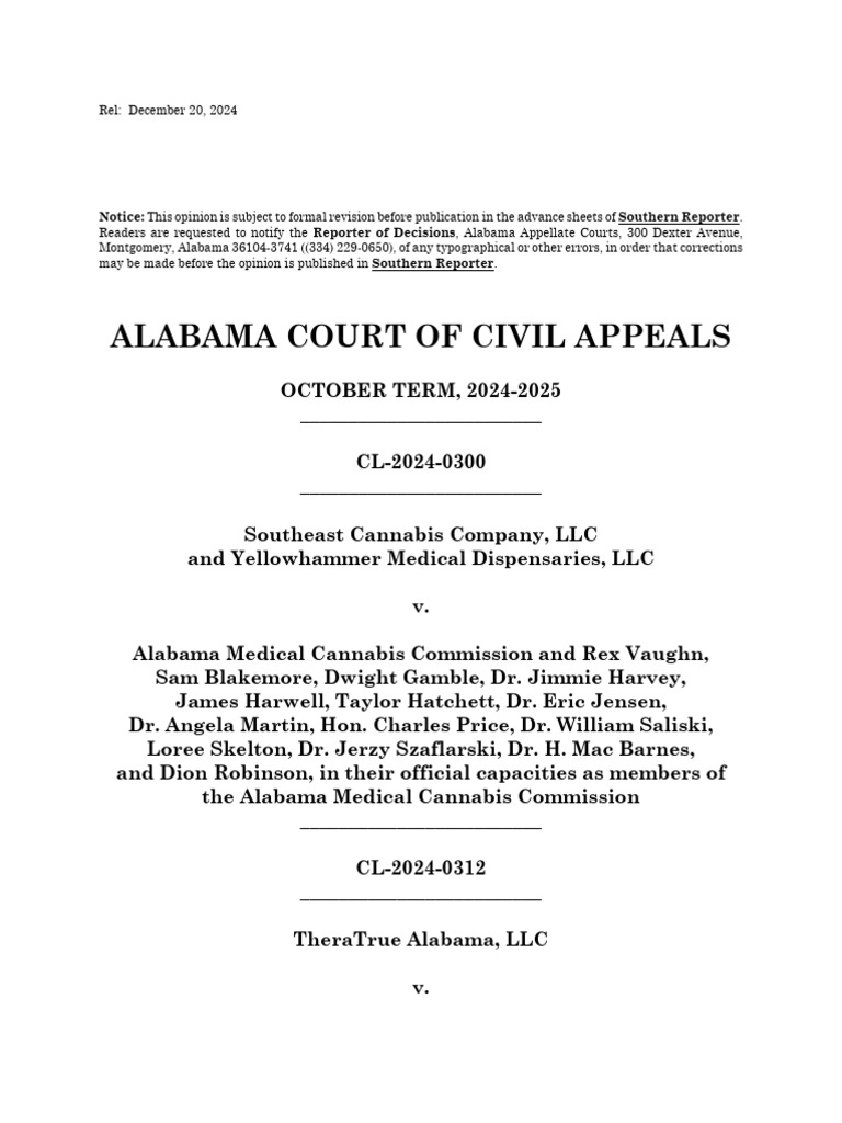 Alabama Medical Cannabis License Appeals | PDF | Judgment (Law ...