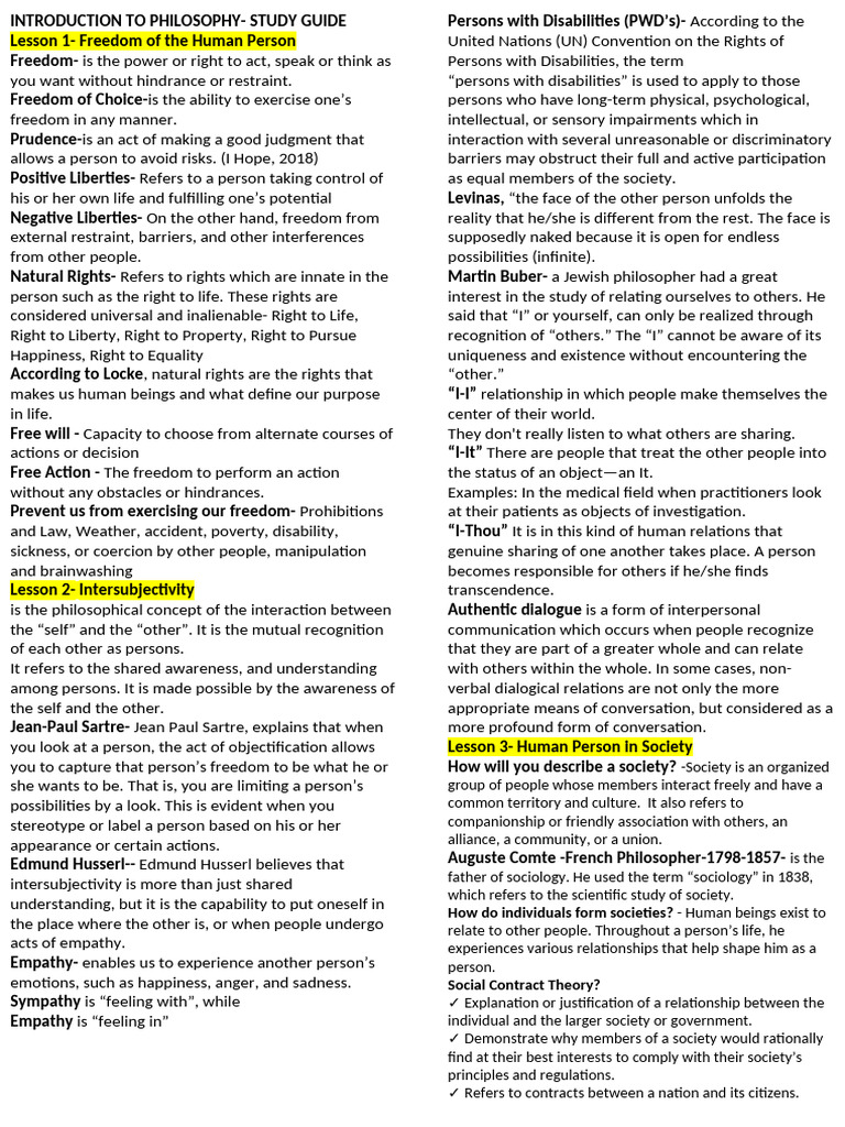 Study Guide Introduction To Philosophy | PDF | Empathy | Liberal Arts ...