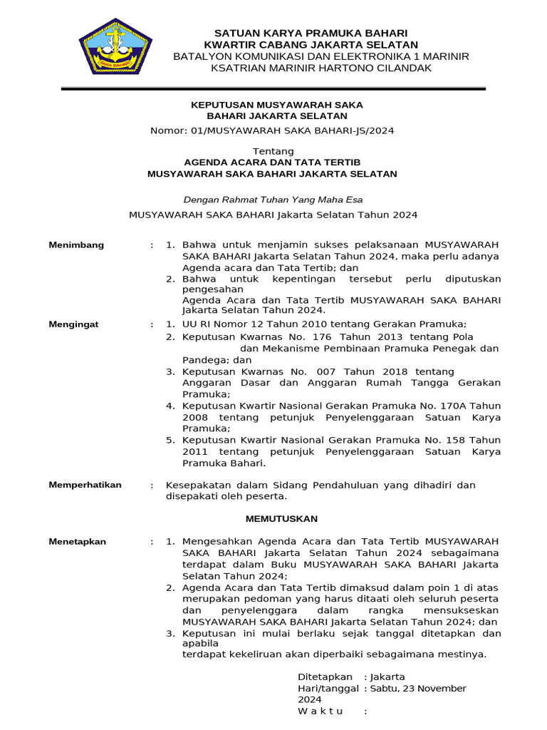 Konsideran Musyawarah Sbjs 2024 | PDF