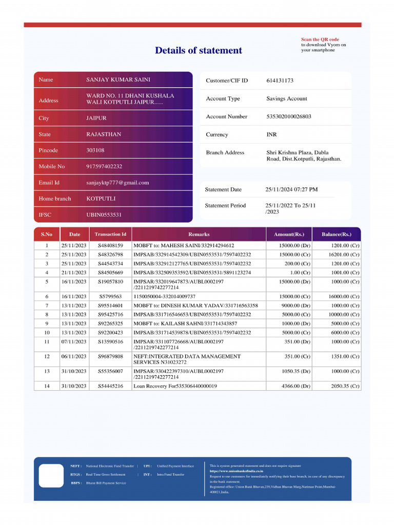 Statement_XXXX XXXX 6803_25Nov2024_19_27 | PDF | Money | E Commerce