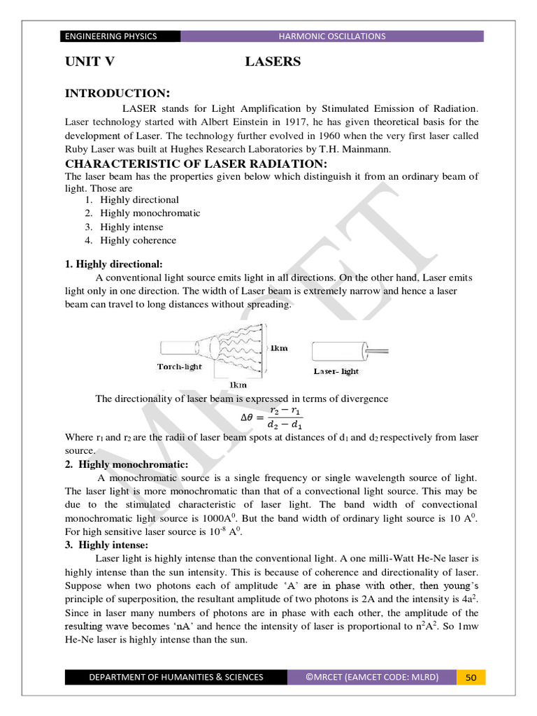 Laser Characteristics and Quantum Processes | PDF | Laser | Emission Spectrum