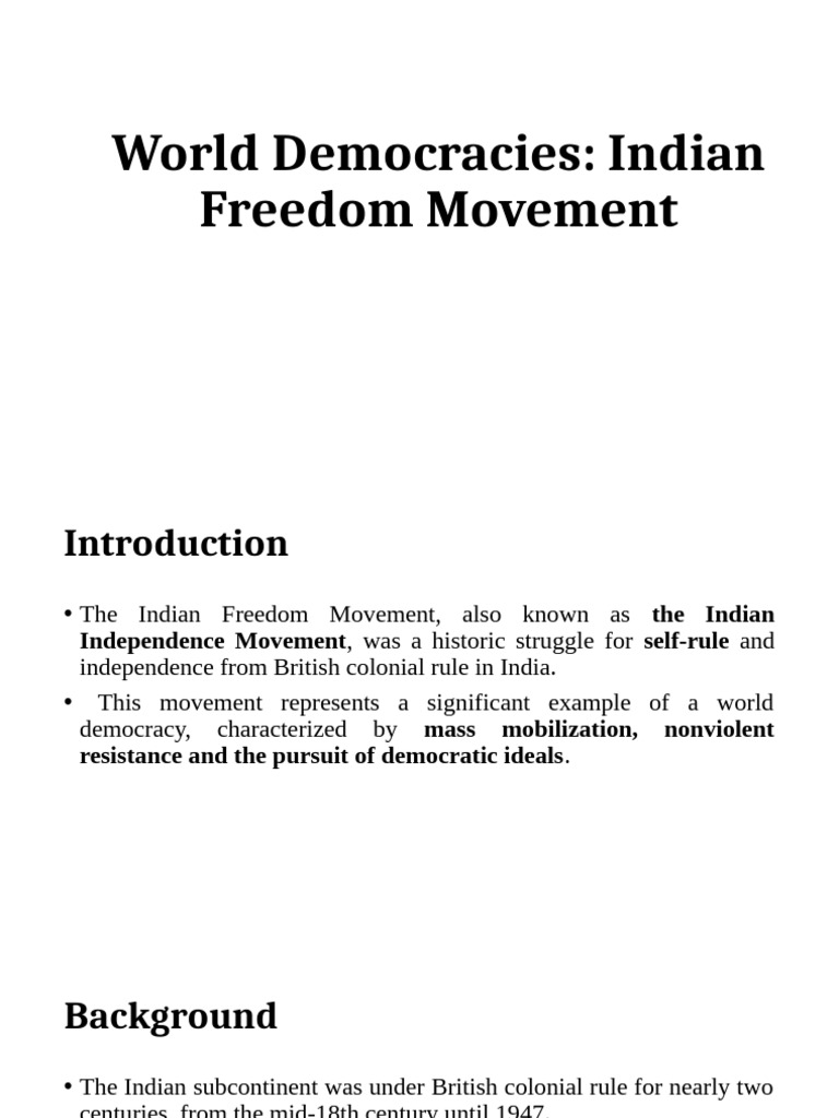 Indian Freedom Movement: A Democratic Struggle | PDF | Indian ...