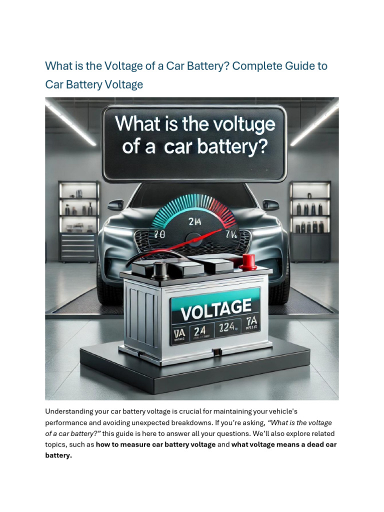 What is the Voltage of a Car Battery | PDF | Voltage | Rechargeable Battery