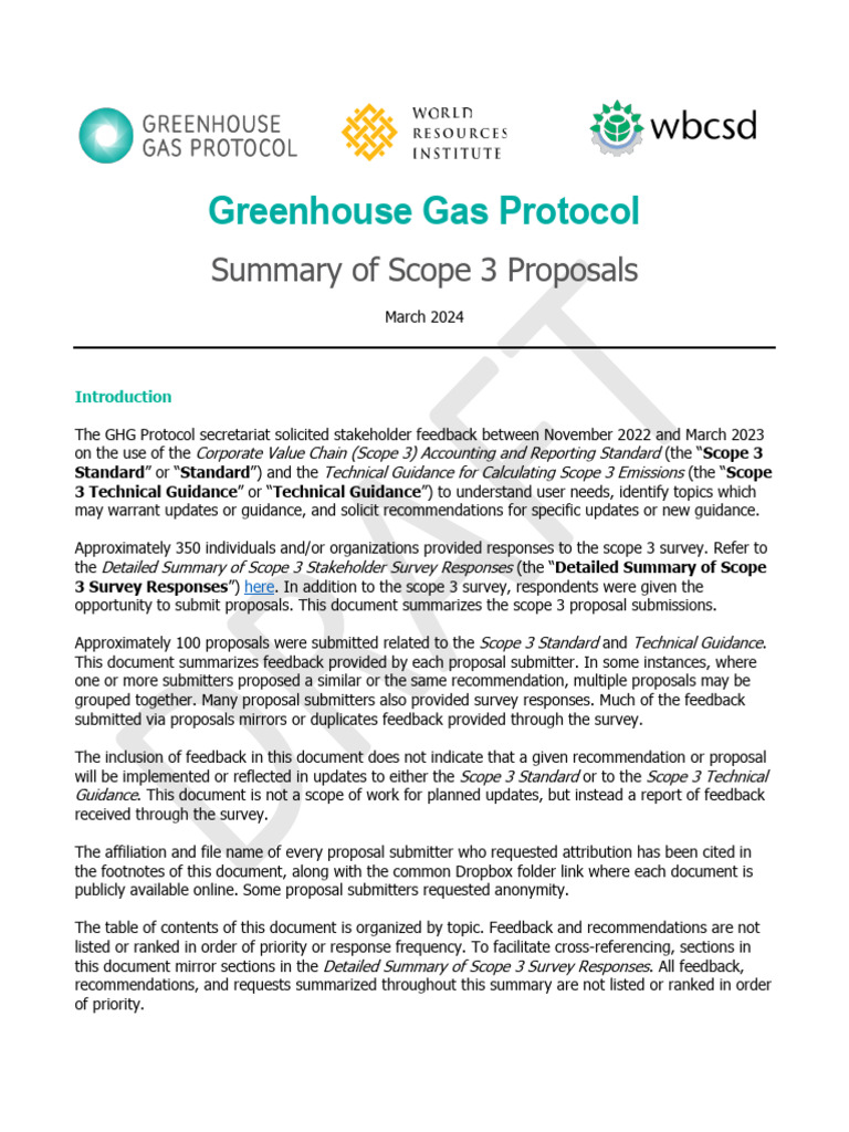 Scope 3 Proposals Summary Draft | PDF | Chlorofluorocarbon