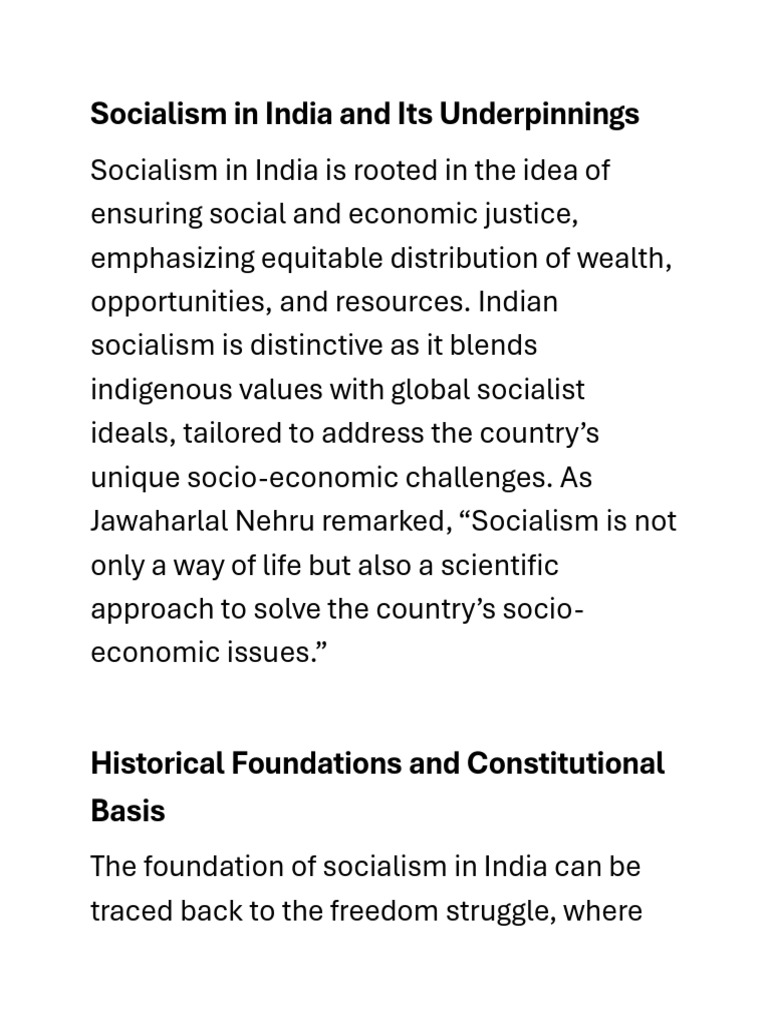 Indian Socialism: History and Impact | PDF | Socialism | Economic ...