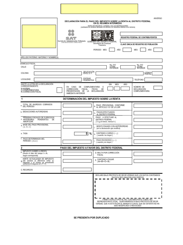 Formato Isr D.F. 2012 | PDF | Impuesto sobre la renta | Impuestos