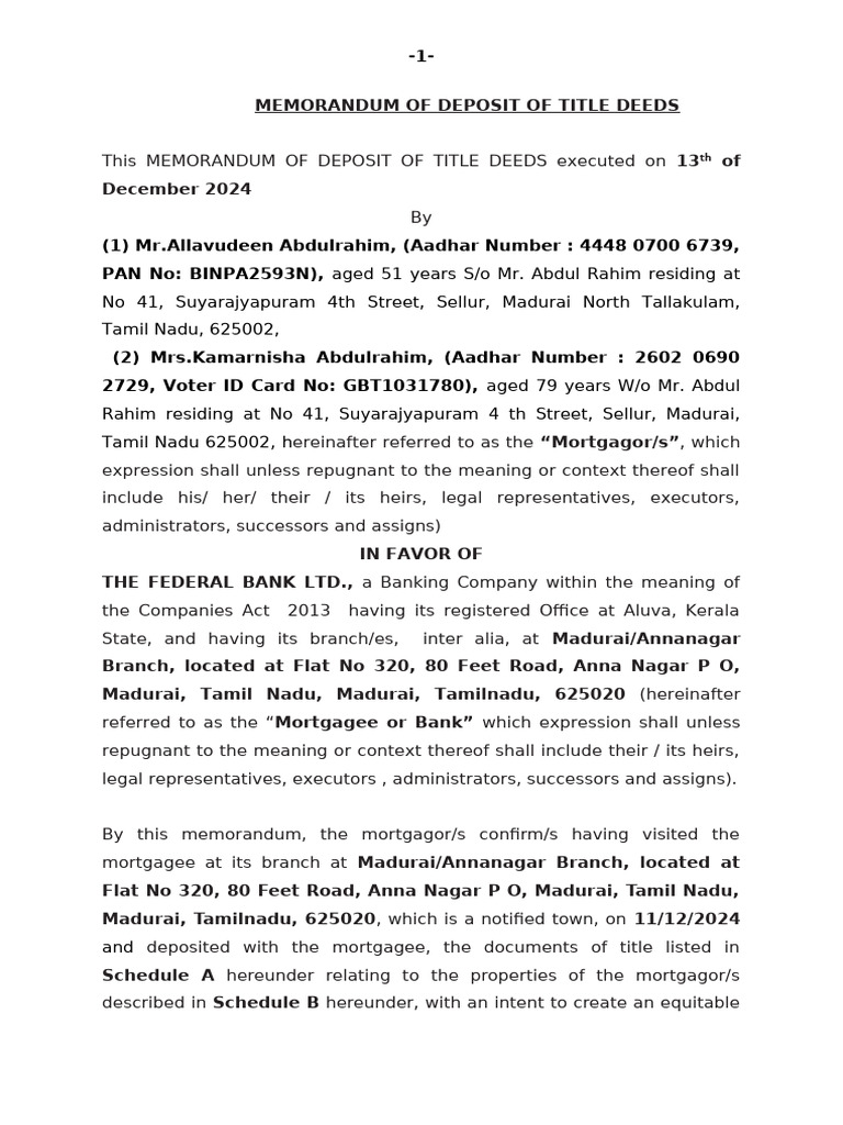 MOD ALLAVUDEEN (1) | PDF | Mortgage Law | Debt