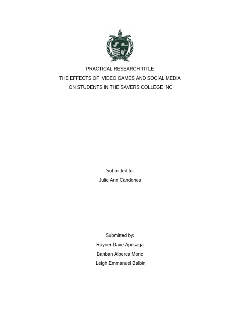 Practical Research Title | PDF | Social Media | Popular Culture & Media Studies