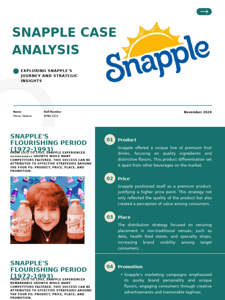 Snapple's Strategic Growth Insights (1972-1993) | PDF | Brand | Marketing