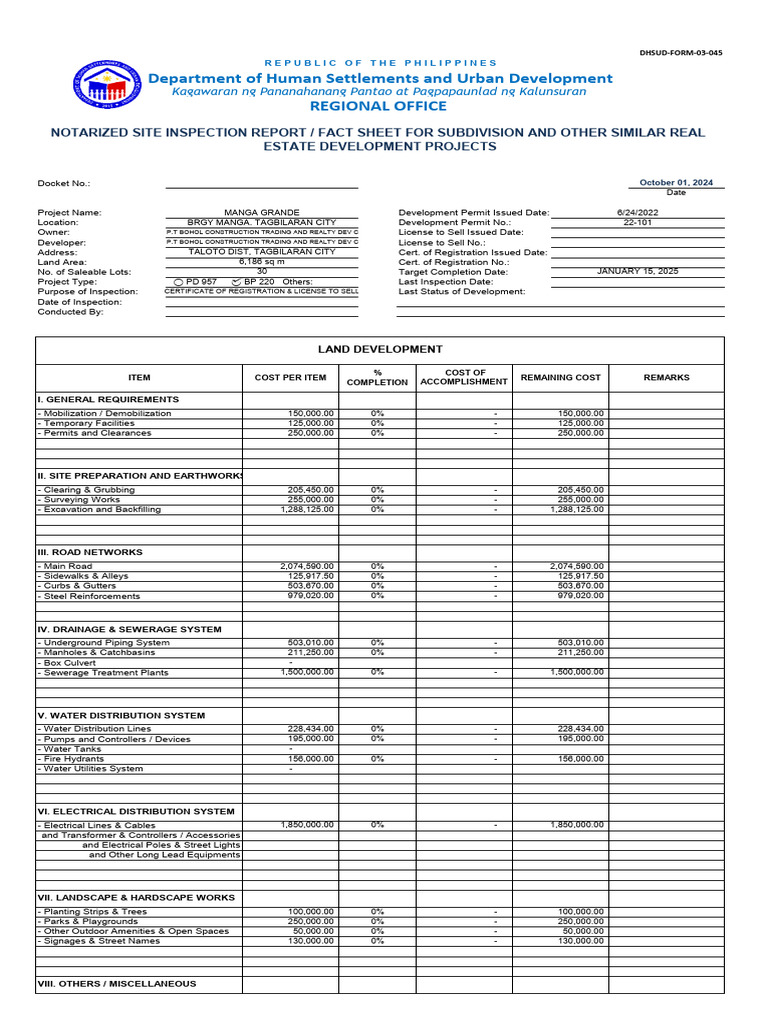 DHSUD Development Permit Overview | PDF | Sanitary Sewer