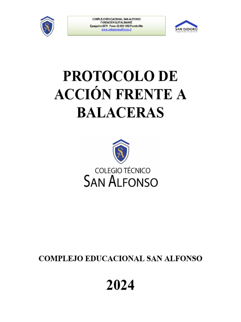 PROTOCOLO-DE-ACCION-FRENTE-A-BALACERAS-2024-1 | PDF