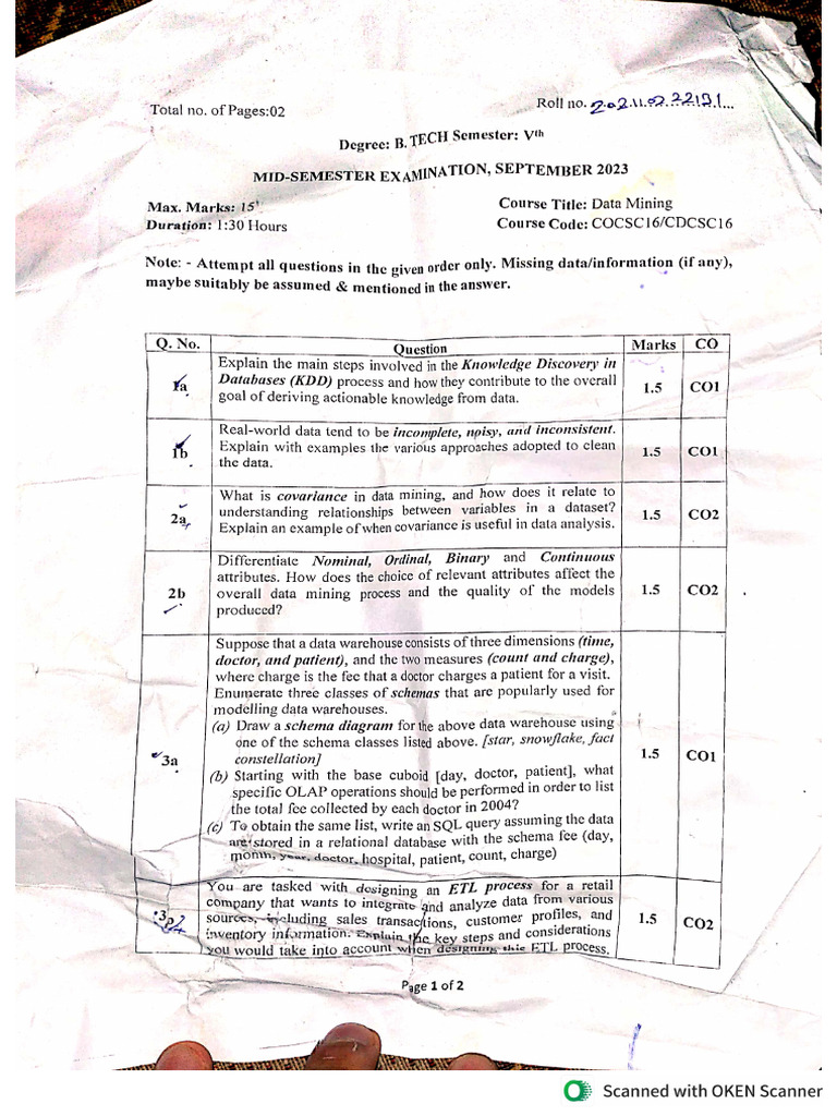 CSDS 5th Sem Midsem 2023 | PDF