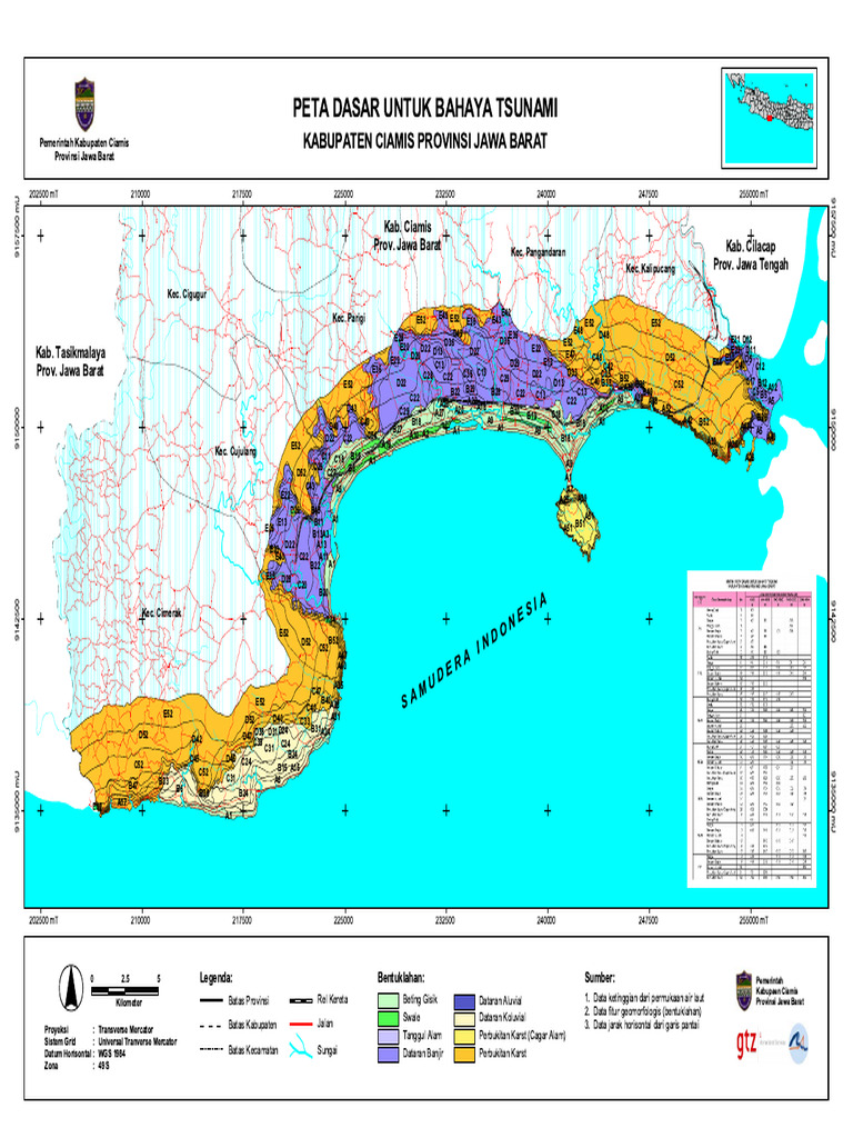 Peta Bahaya Tsunami Ciamis, Jawa Barat | PDF