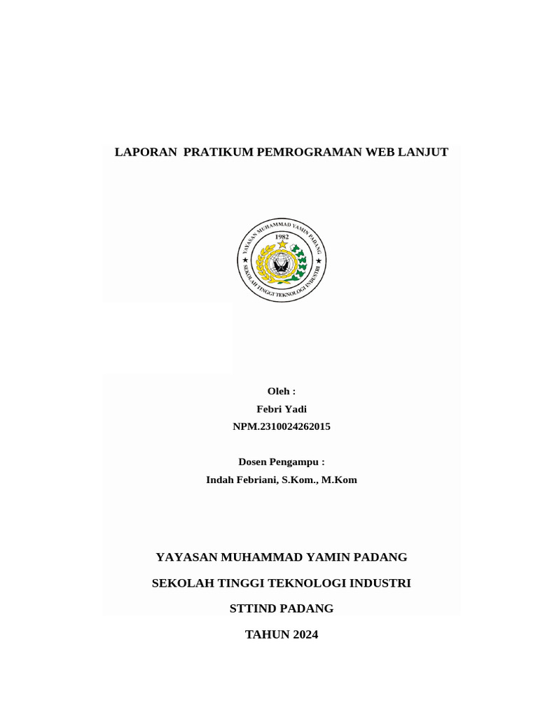Tugas Laporan Praktikum Pemrograman Web Lanjut | PDF