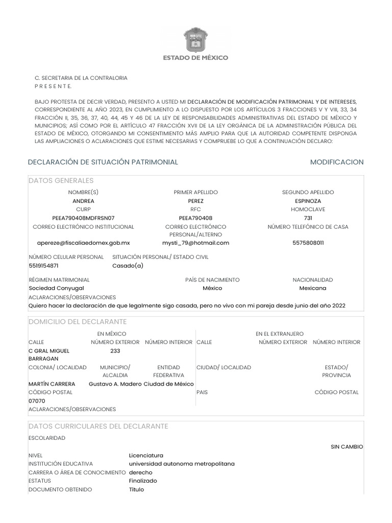 182 - Decl@Ranet - Gobierno Del Estado de México 2024 | PDF | México ...