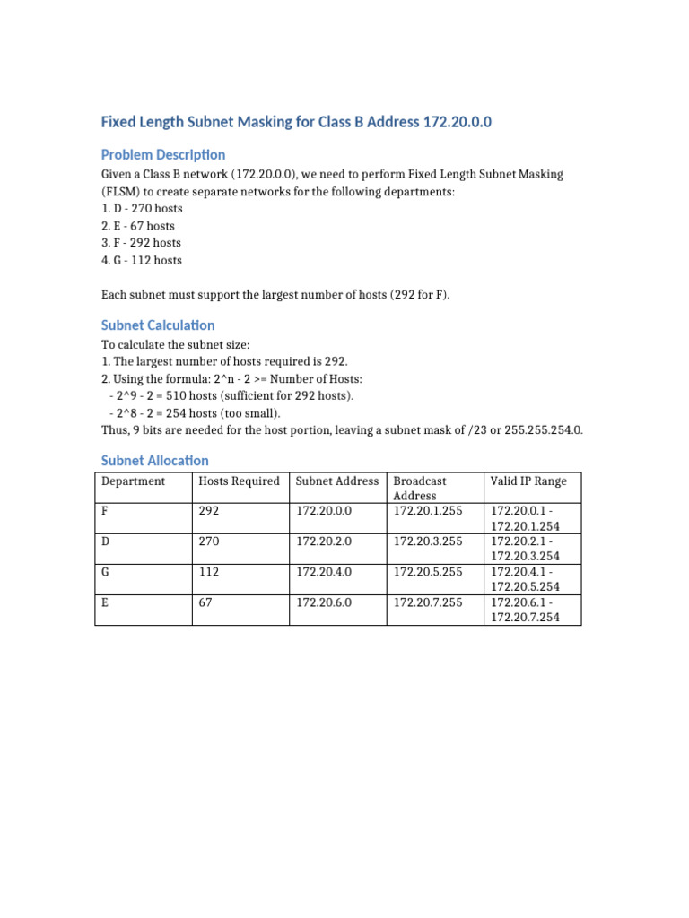 Fixed Length Subnet Masking | PDF