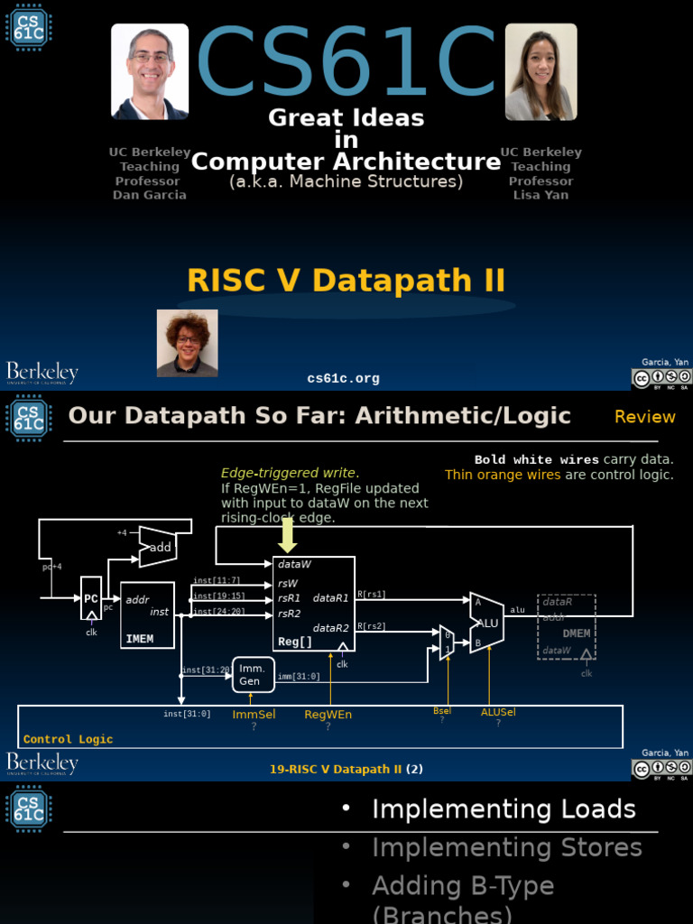 CS61C 2022fa L19 Datapath II | PDF | Computer Hardware | Computer Architecture