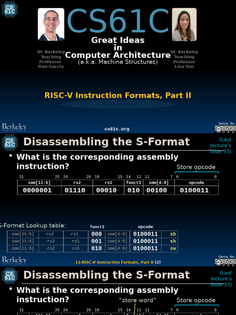 Cs61c 2022fa l12 Risc V Formats II | PDF | Central Processing Unit | Computer Architecture