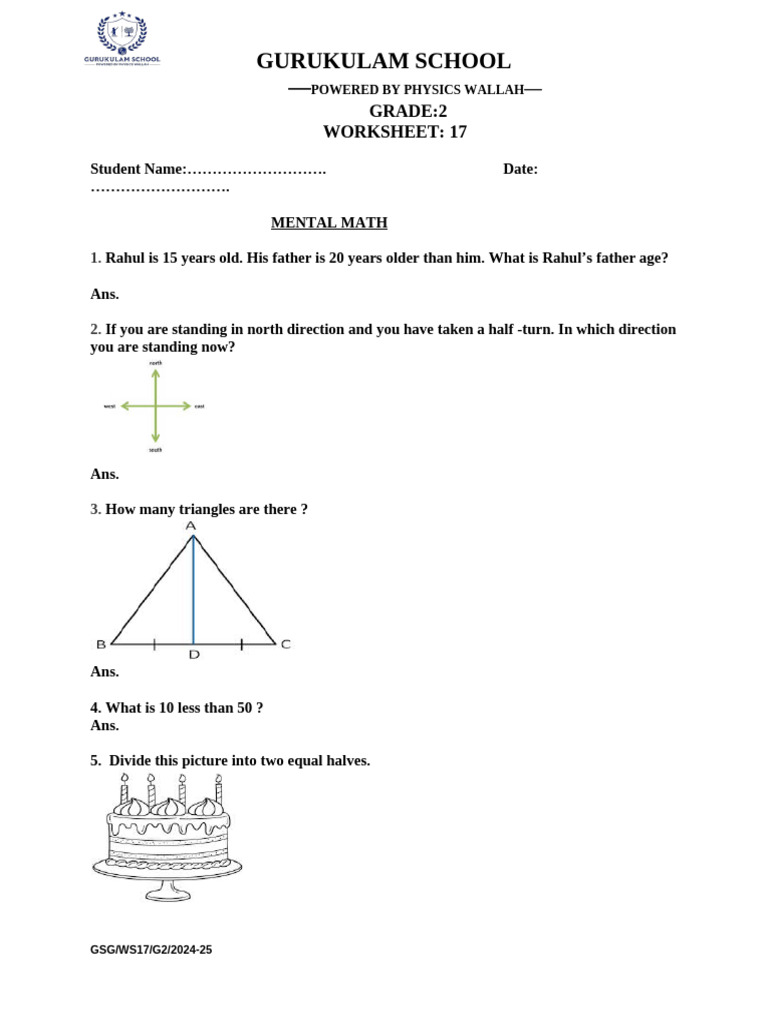 Mental Math Grade 2 | PDF