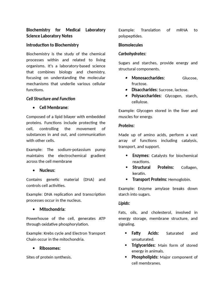 Biochemistry For Medical Laboratory Science Laboratory Notes | PDF ...