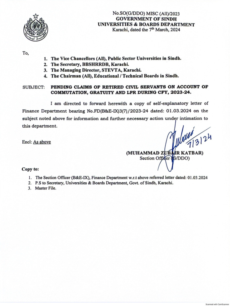 Pending Claims of Retired Civil Servants | PDF