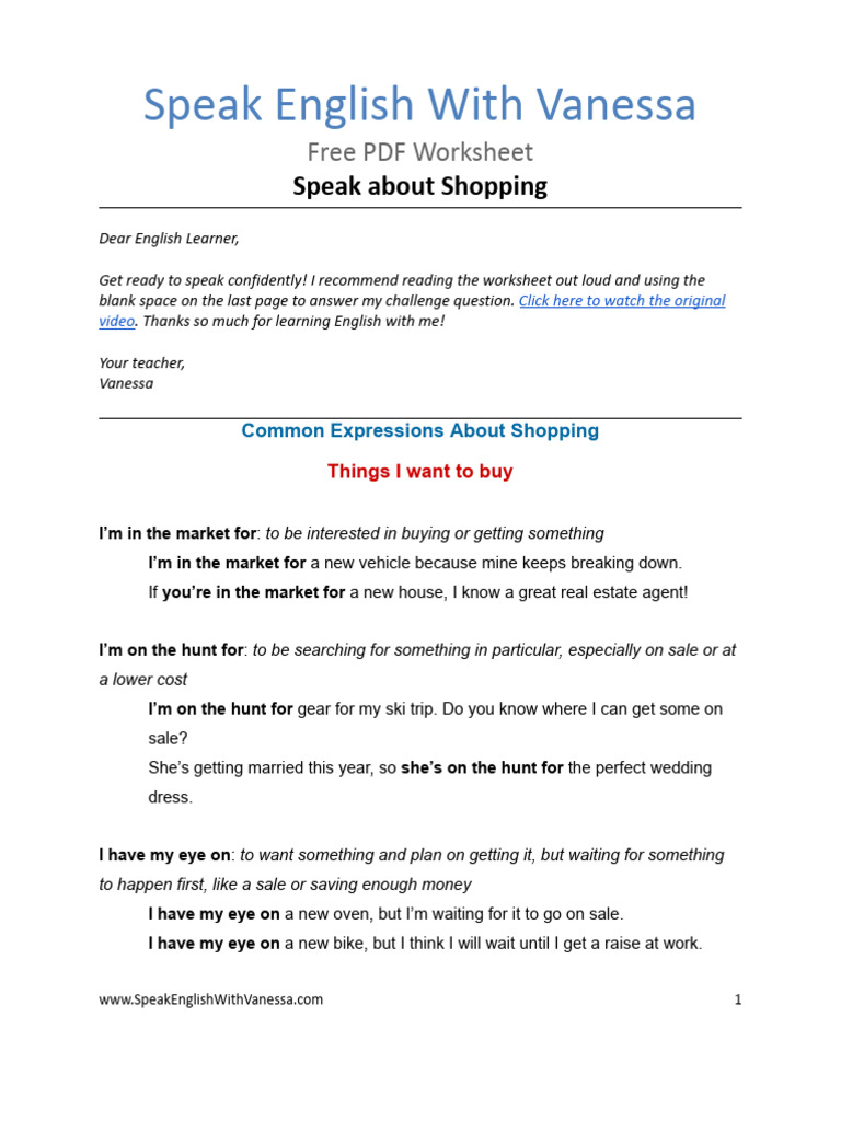Speak With Me - Shopping - Speak English With Vanes | PDF