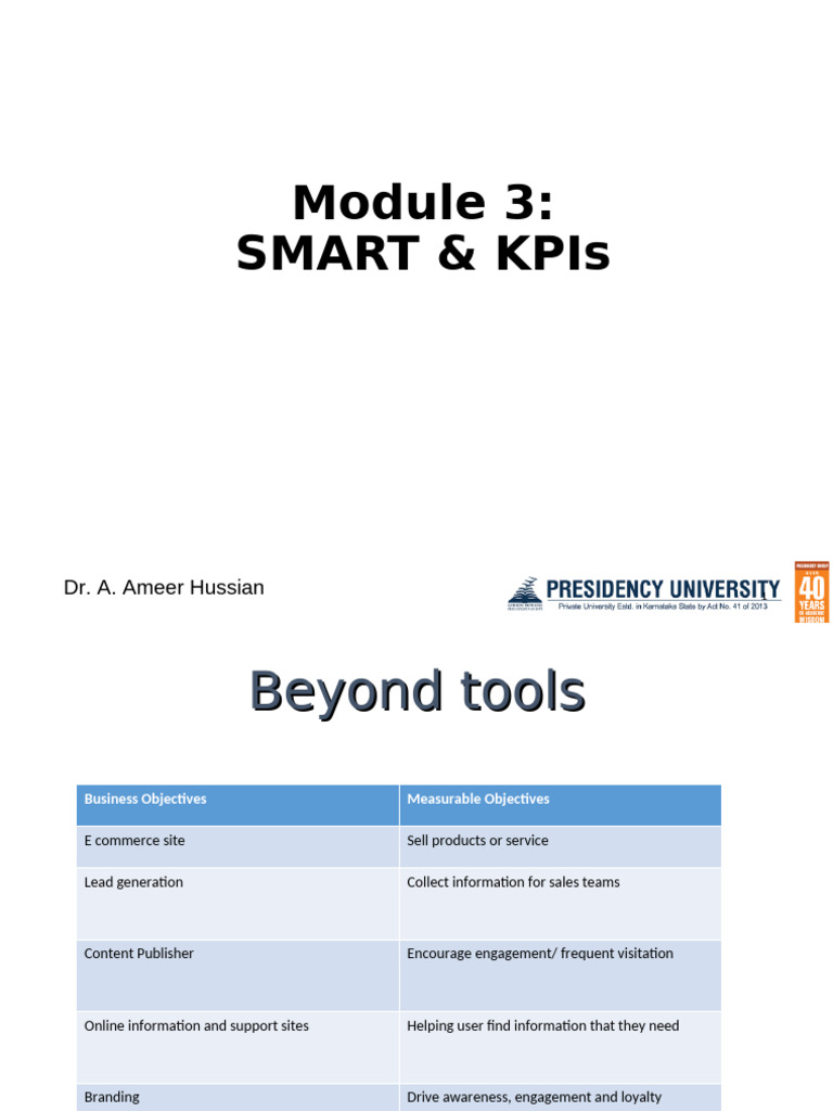 SMM Module 3 Smart Kpi | PDF | Business Process | Strategic Management