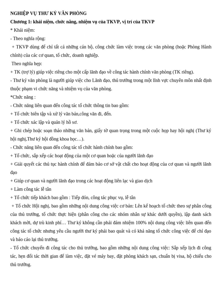 Đề cương NVTKVP | PDF