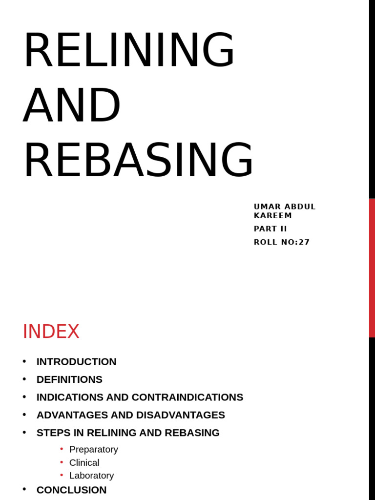 Relining and Rebasing | PDF | Dentures | Plaster