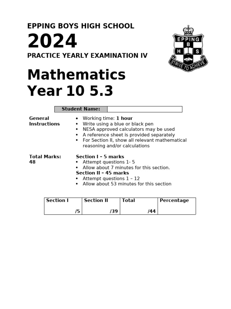 Year 10 Mock Exam Mathematics | PDF | Mathematics