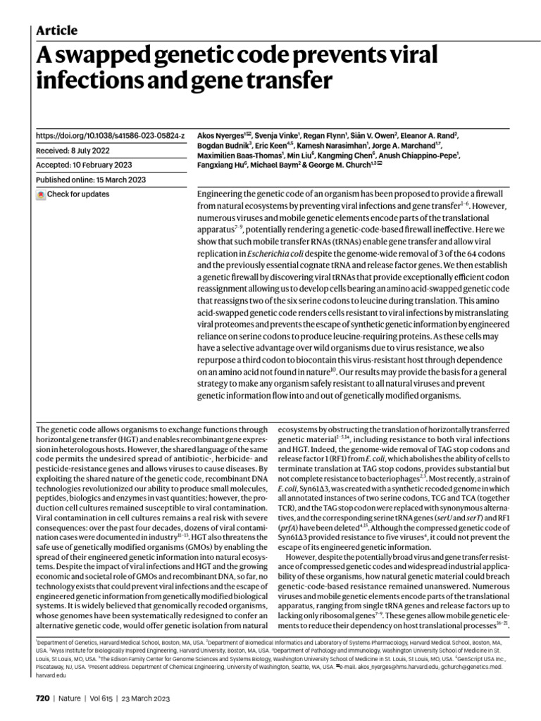 s41586-023-05824-z | PDF | Genetic Code | Virus
