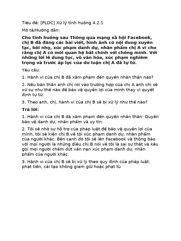 (PLDC) Tình huống 4.2.1 | PDF