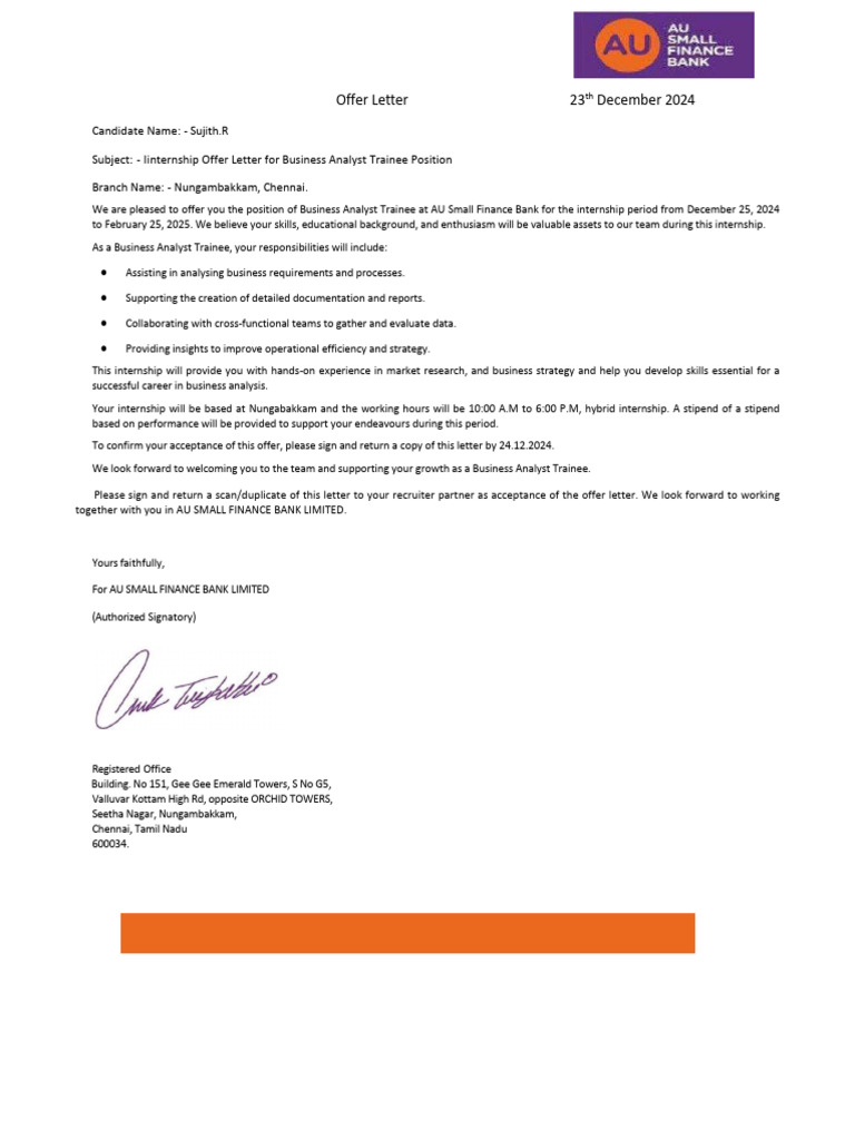 AU OfferLetter | PDF