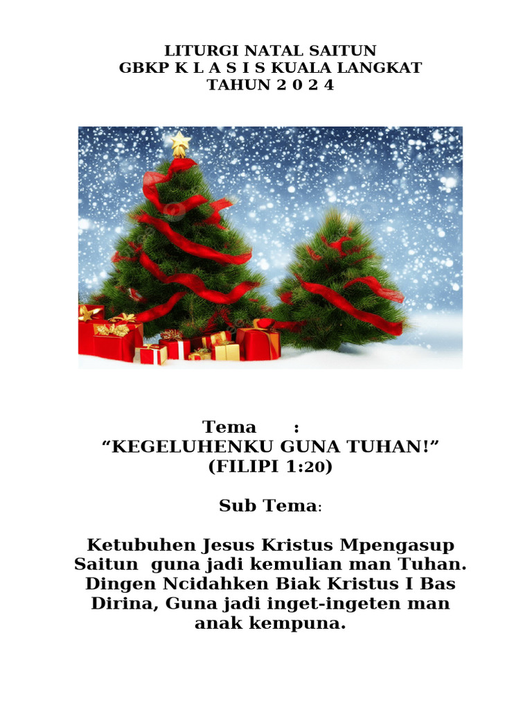 Liturgi Natal Saitun Klasis Kuala Langkat 2024. | PDF