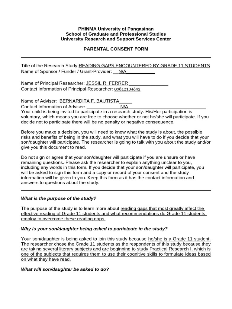 Parental-Consent-Form.-2 | PDF | Consent | Questionnaire